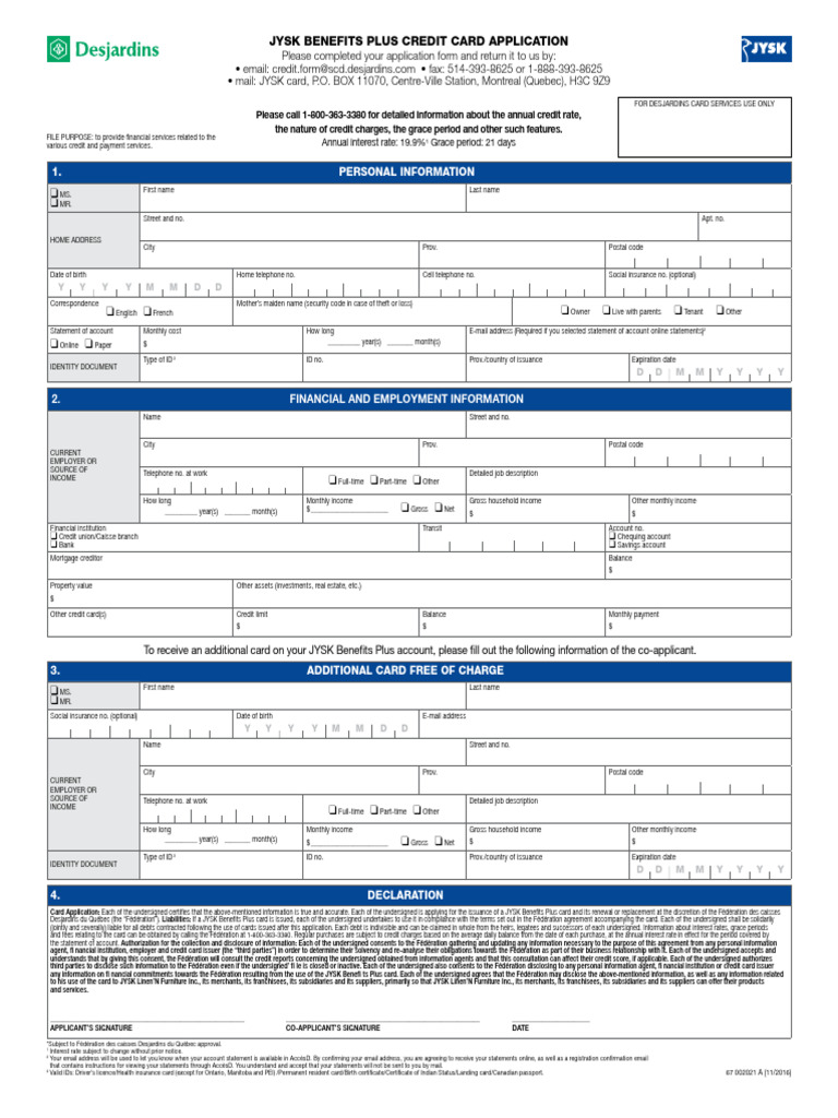 b10 Formulaire Jysk QC e | PDF | Credit Card | Credit