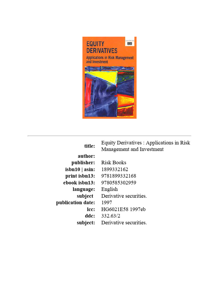 1997 Equity Derivatives Applications in Risk Management | PDF | Stocks | Derivative (Finance)