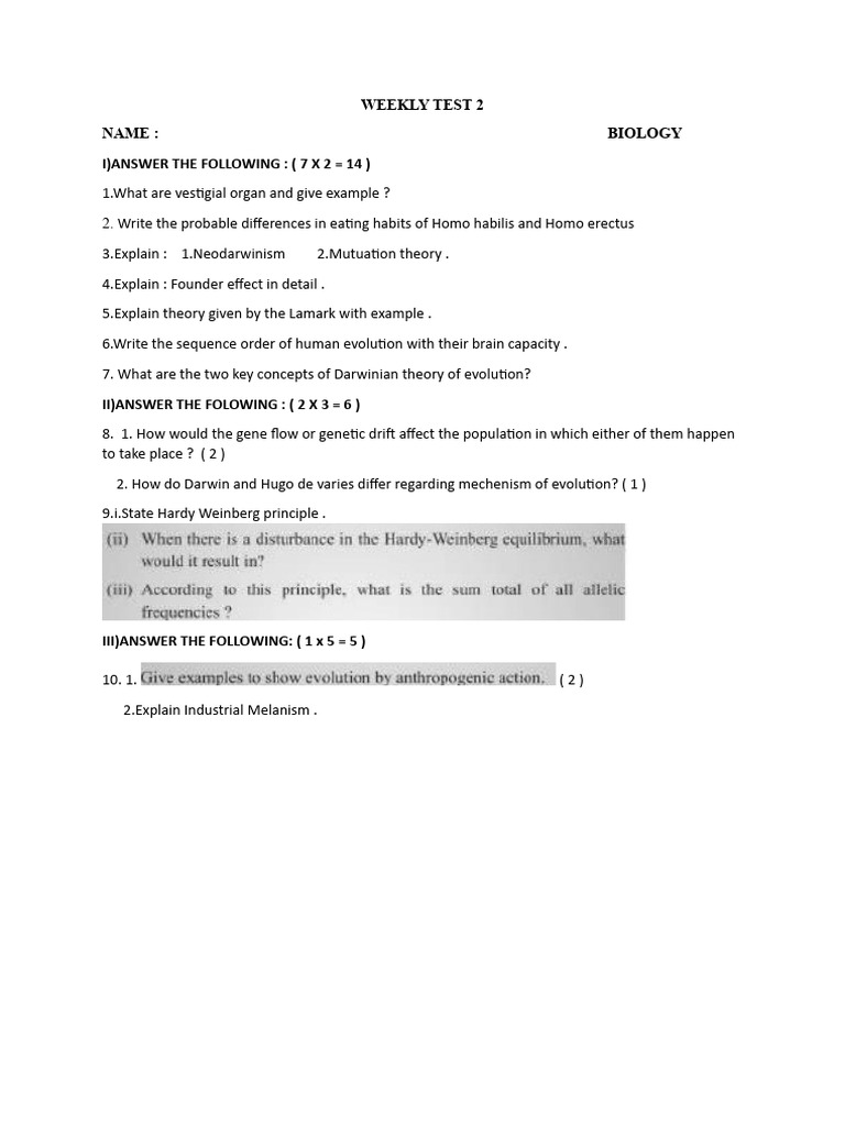 Weekly Test Pdf