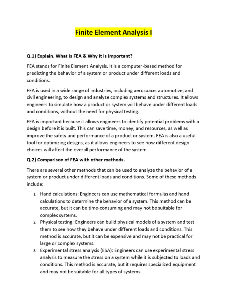 FEA, Finite Element Analysis | PDF | Finite Element Method | Equations