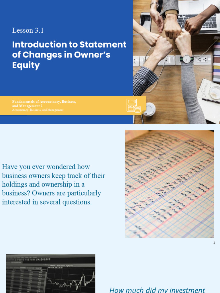 Lesson 3.1 Introduction To Statement of Changes To Owner's Equity | PDF | Equity (Finance ...