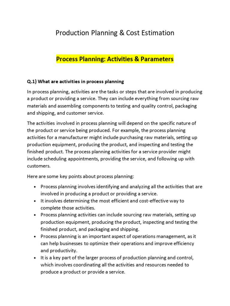 Activities & Parameters | PDF | Machining | Enterprise Resource Planning