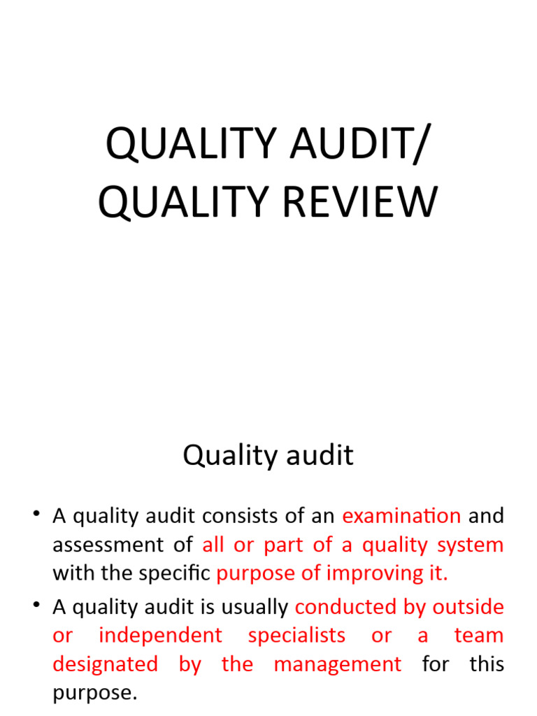 QUALITY AUDIT Unit 5 | PDF | Business | Finance & Money Management