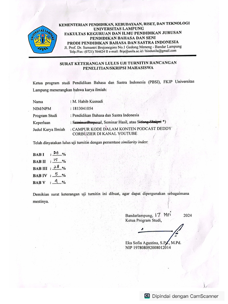 lembar Hasil Uji Turnitin | PDF