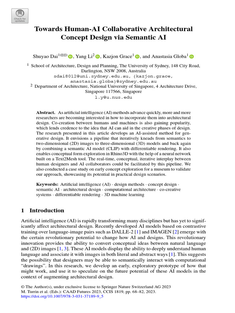 CAAD Futures2023 - Toward Human-AI Collaborative Architectural Concept Design Via Semantic AI ...