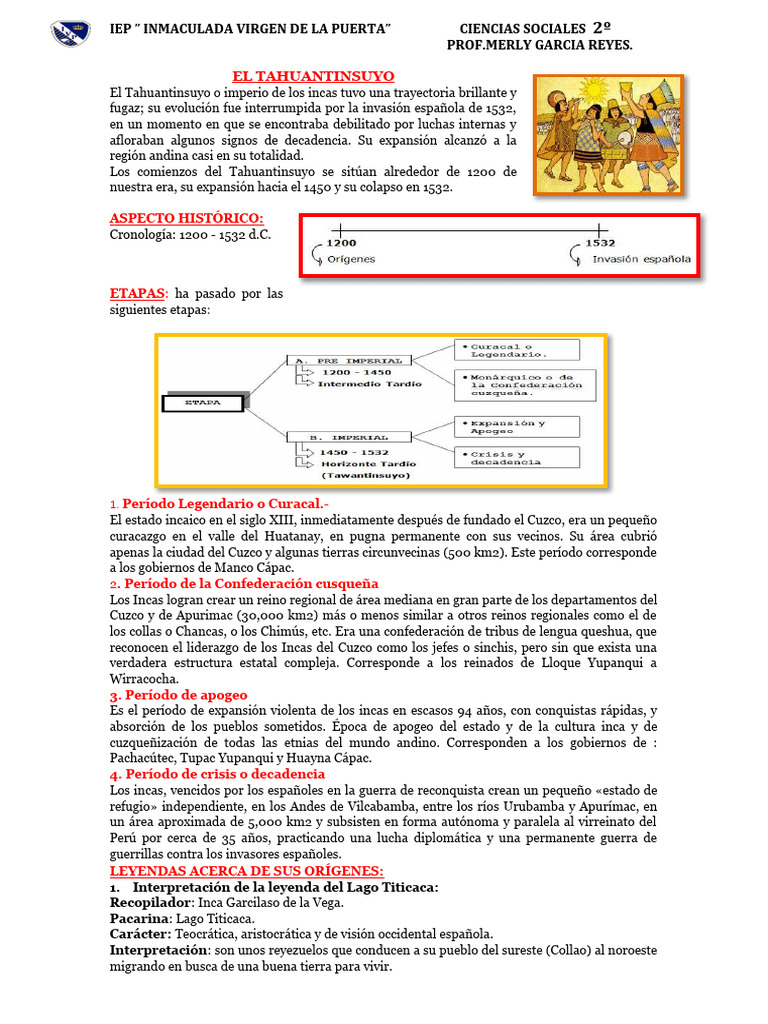 Cultura Incaica 2° | PDF | Imperio Inca | Perú