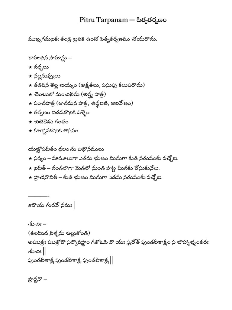 Pitru Tarpanam | PDF
