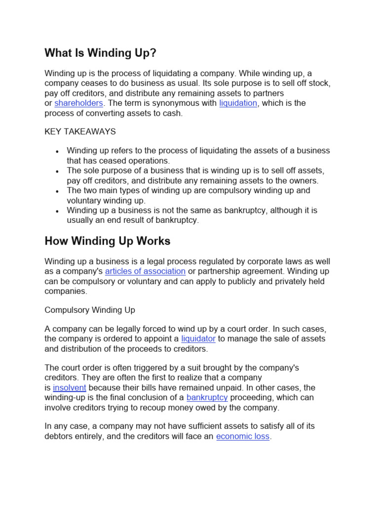What Is Winding Up | PDF | Liquidation | Bankruptcy