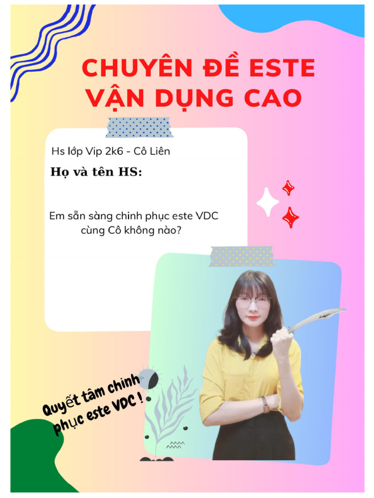 CHUYÊN ĐỀ ESTE VDC LỚP VIP 2K6 | PDF