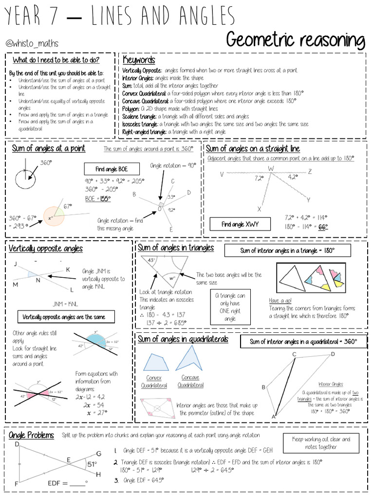 Year 7 Geometry: Lines & Angles | PDF | Triangle | Polytopes