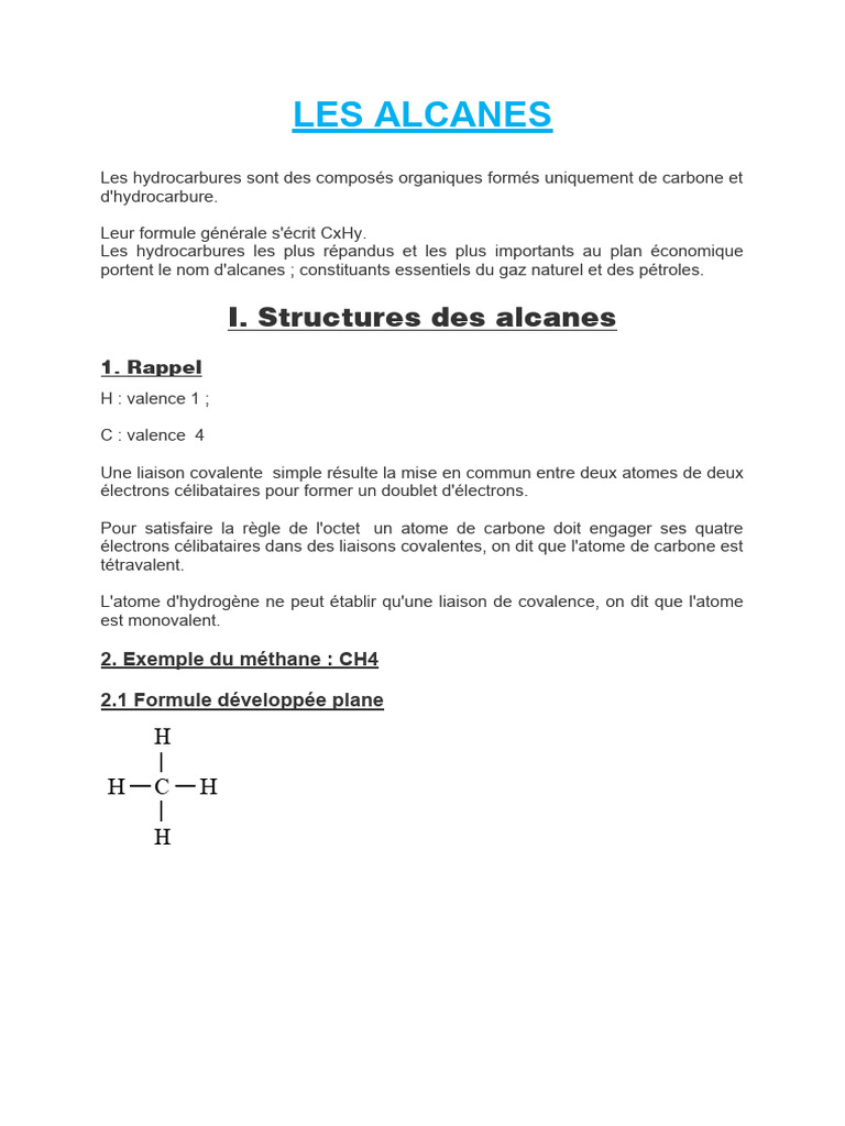 Nomenclature et propriétés des alcanes | PDF | Alcane | Liaison chimique