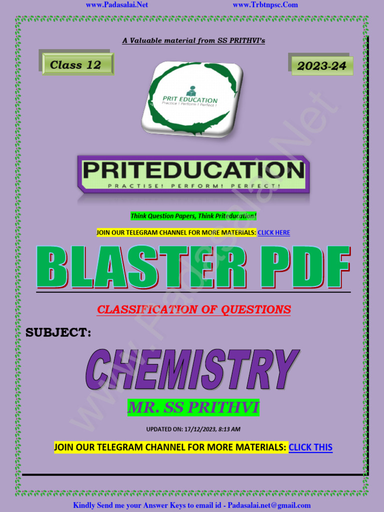 12th Chemistry EM Important Questions English Medium PDF Download | PDF ...