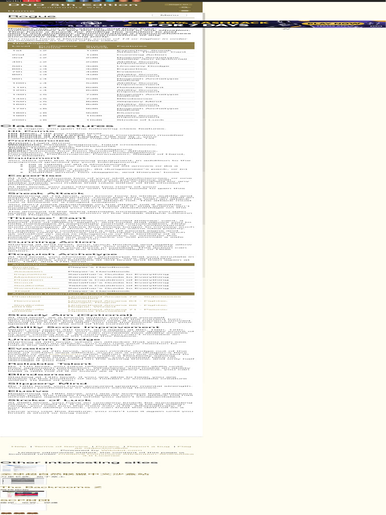 Rogue - DND 5th Edition | PDF | D20 System | Dungeons & Dragons