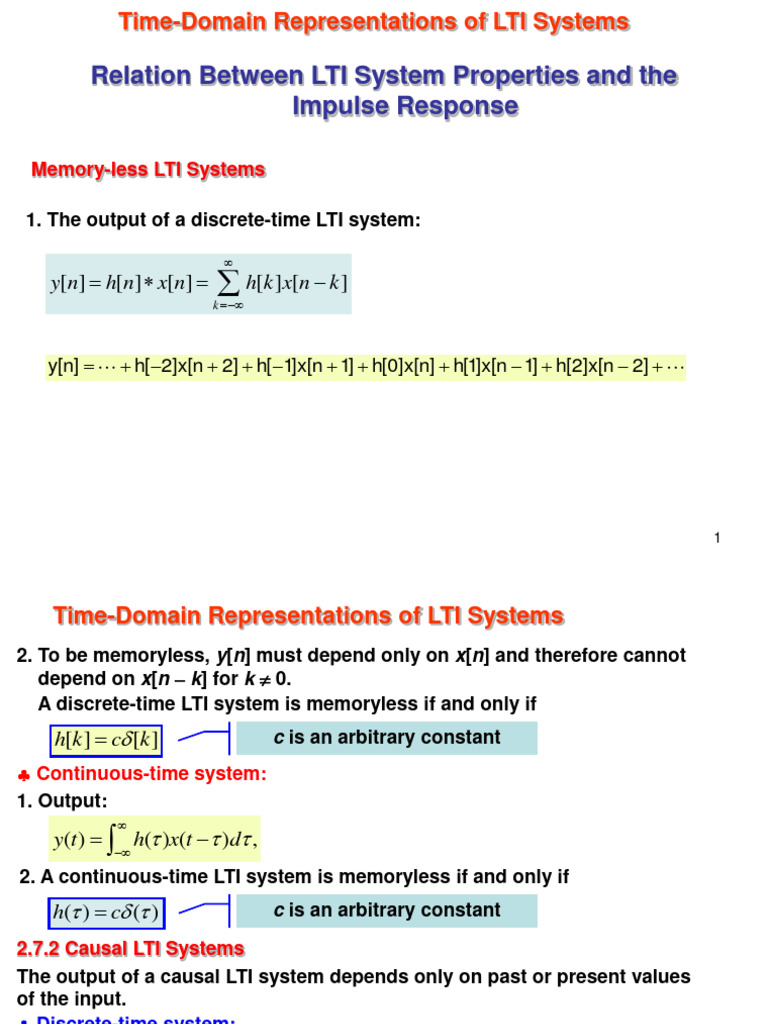 5-LTI System Propeties and Impulse Response | PDF | Mechanics | Mathematical Analysis