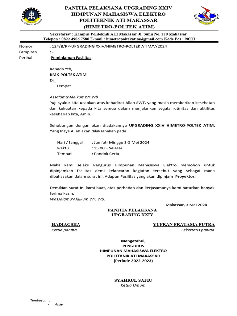 124 Surat Peminjaman Proyektor | PDF