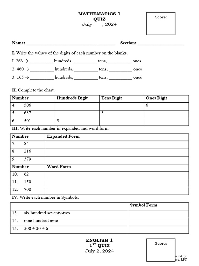 Math-Eng 1st Quiz | PDF | Lexicology | Encodings