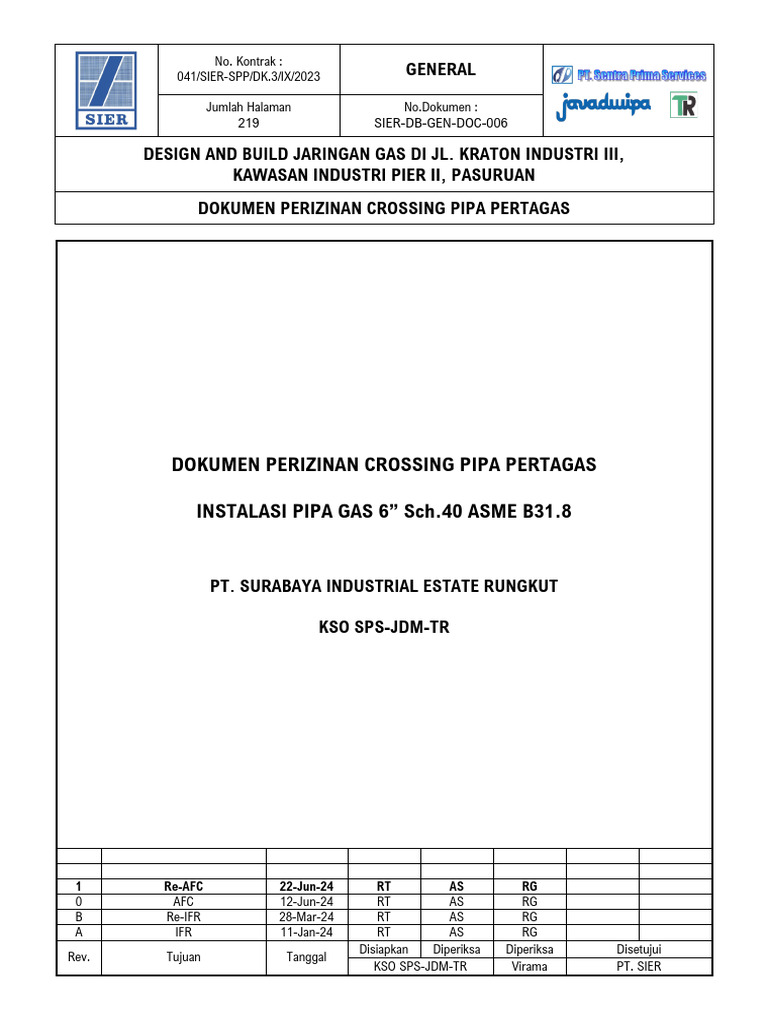 Izin Crossing PTG - DED | PDF | Teknologi & Rekayasa