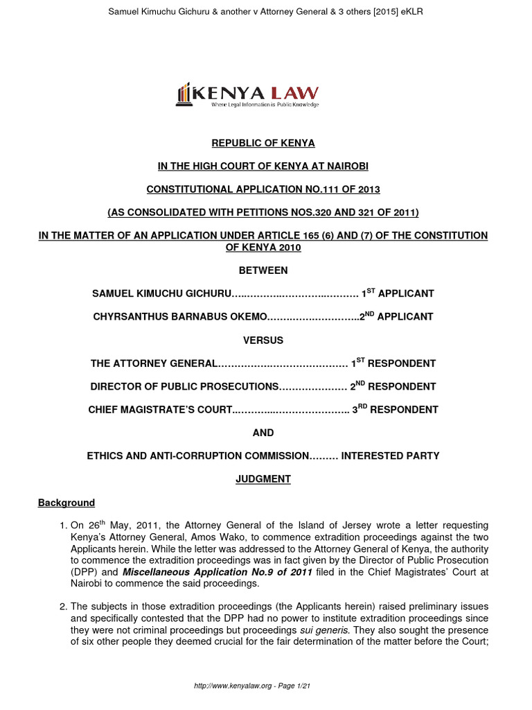 Constitutional Application 111 of 2013 | PDF | Extradition | Prosecutor