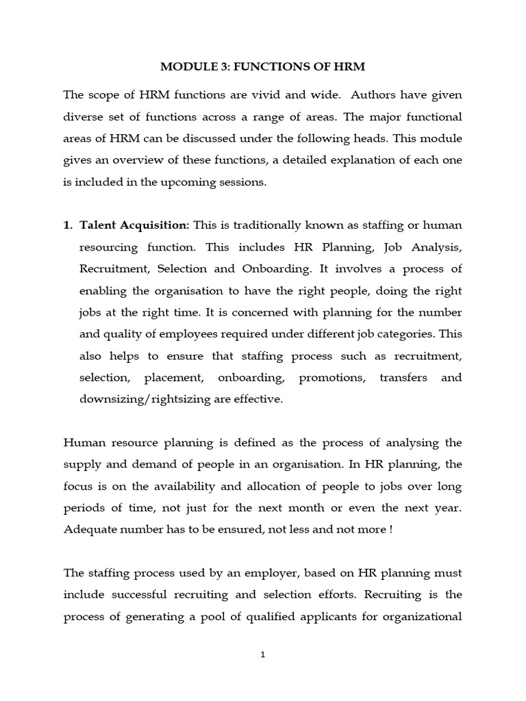Module 3-Functions of HRM | PDF | Human Resource Management | Employment