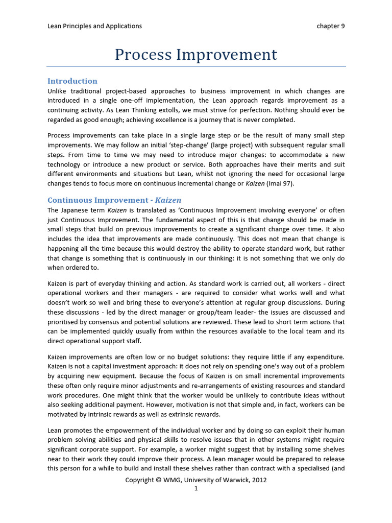 ch9 Process Improvement | PDF | Motivation | Motivational
