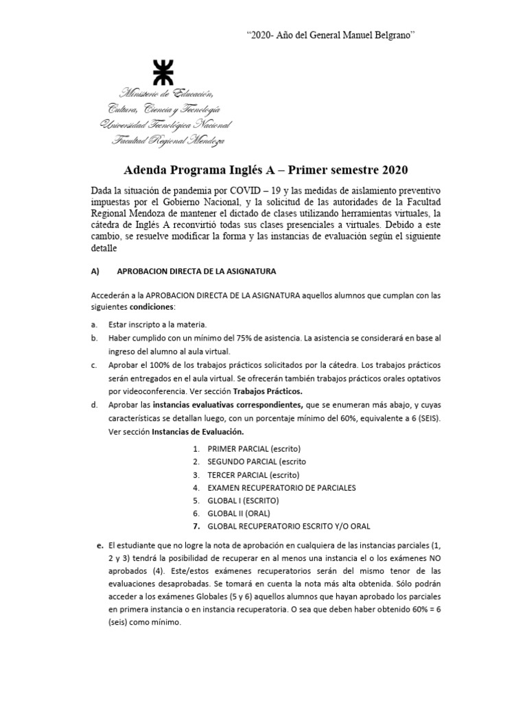 Adenda Inglés A 2020 | PDF | Videotelefonía | Evaluación