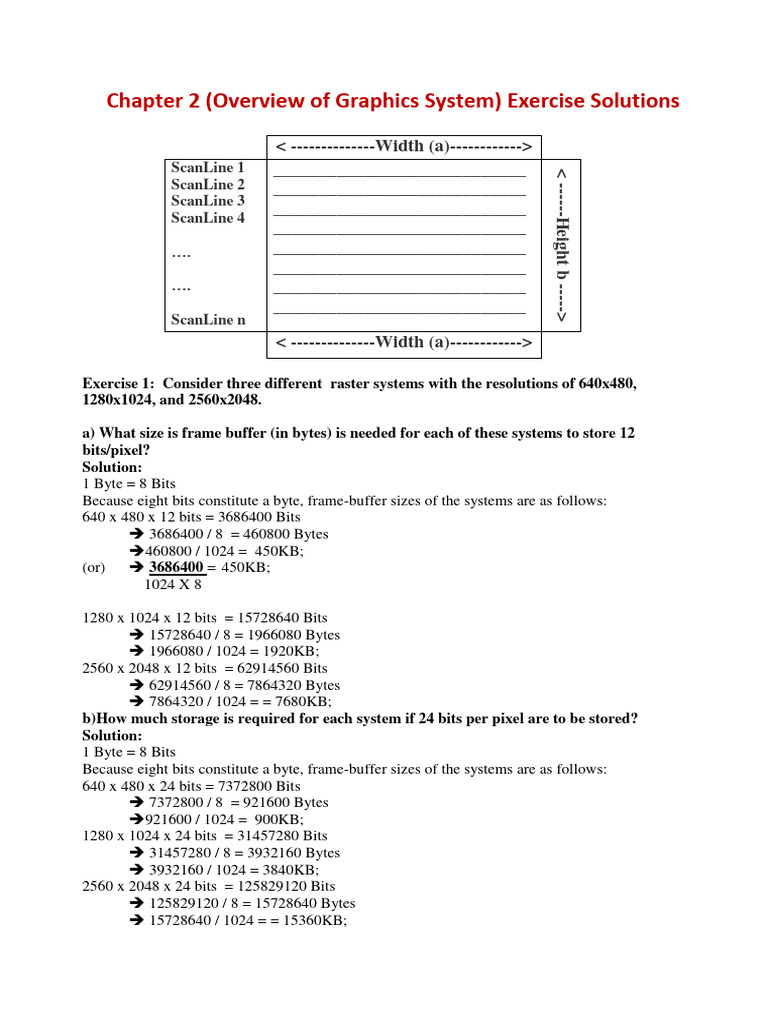 334CSM Chapter2 Exercise Solution | PDF | Display Resolution | Pixel
