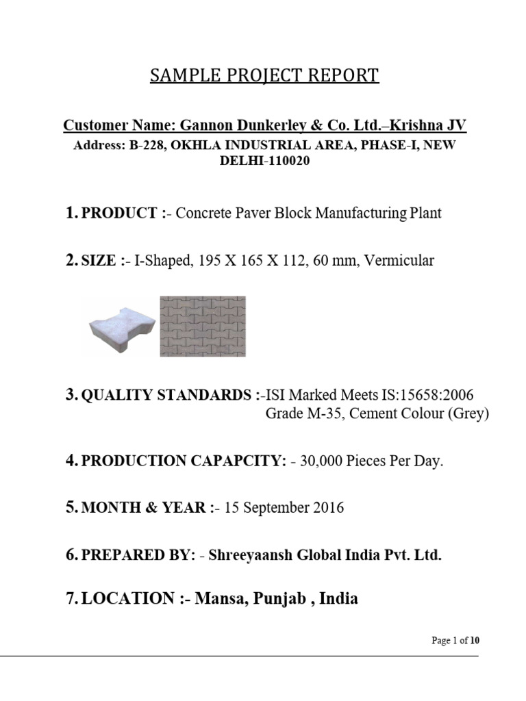 Sample Project Report 1574617304354 | PDF | Concrete | Cement