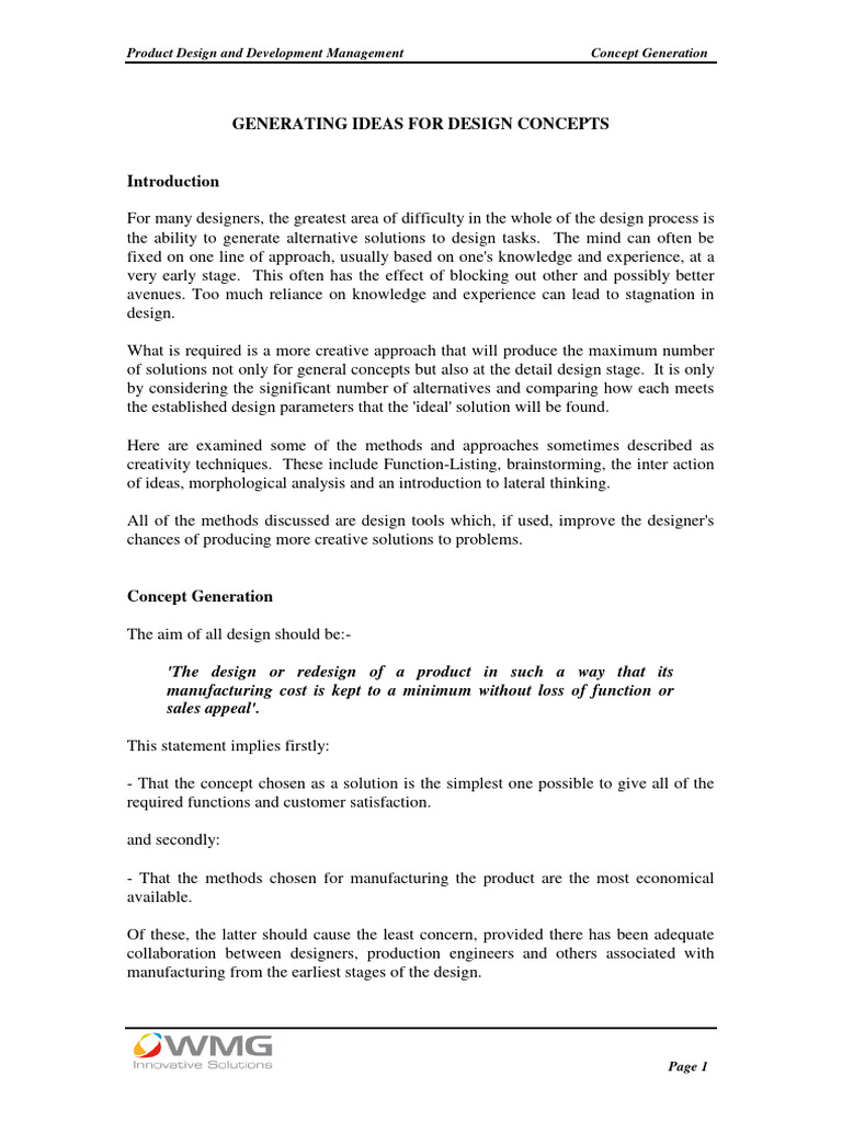 04 02 Concept Generation | PDF | Thought | Brainstorming