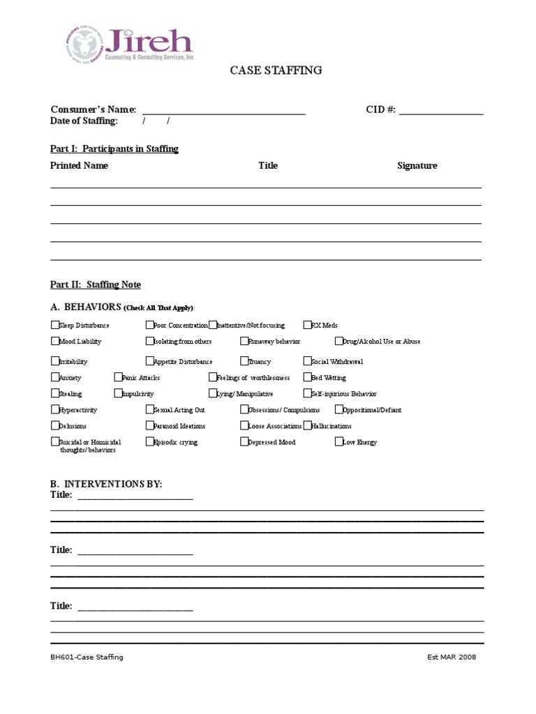 case staffing | Obsessive–Compulsive Disorder | Human Diseases And ...