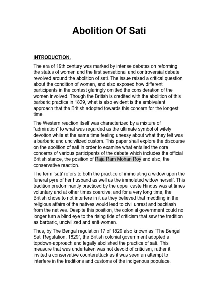 Abolition of Sati | PDF | British Raj