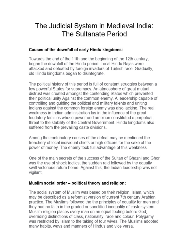 Judicial System of Medieval India | PDF | Supreme Courts | Sharia