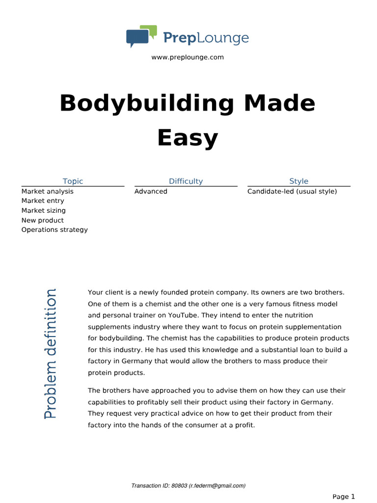 Case - Bodybuilding Made Easy | PDF | Customer | Profit (Economics)
