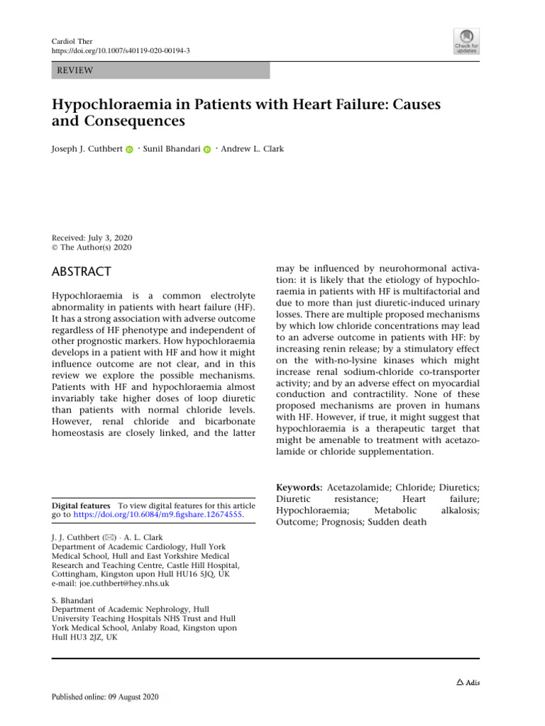 Hypochloraemia in Patients With Heart Failure Caus | PDF | Heart Failure