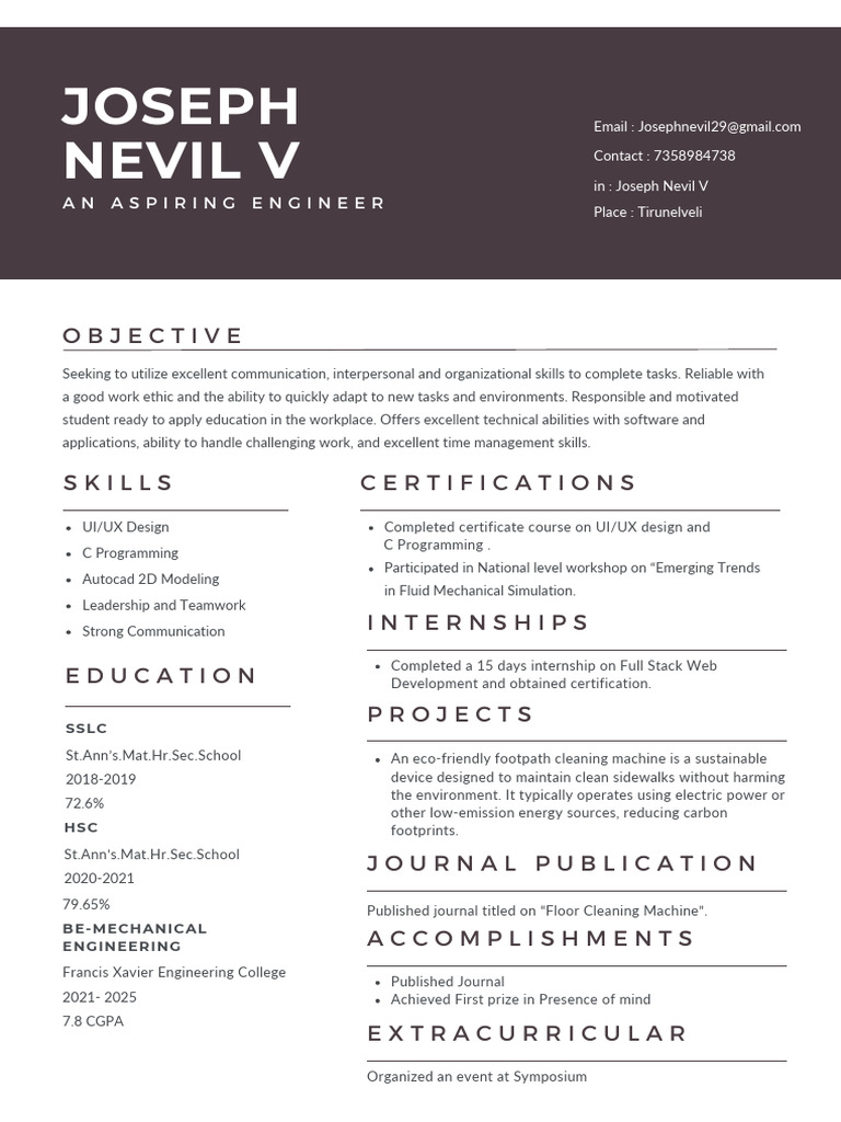 Joseph Nevil V - Resume - 240602 - 133112-1 | PDF | Engineering
