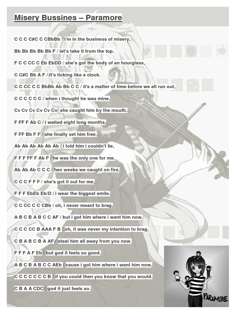 Misery Business Lyrics - Paramore | PDF