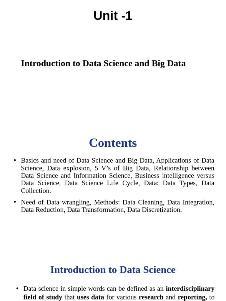 Unit 1 | PDF | Data Science | Data