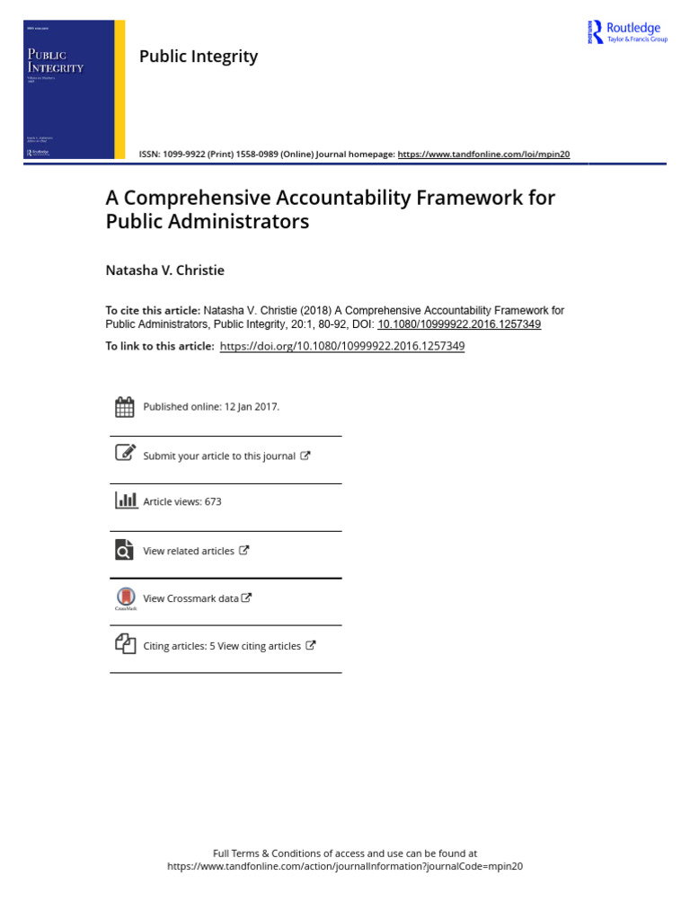 A Comprehensive Accountability Framework For Public Administrators ...