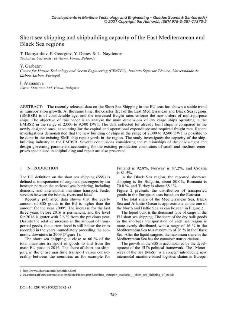 Short Sea Shipping and Shipbuilding Capacity of The East Mediterranean ...
