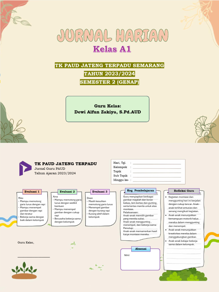 Jurnal Guru PAUD TK KB PAUD Jateng - Model 2 | PDF