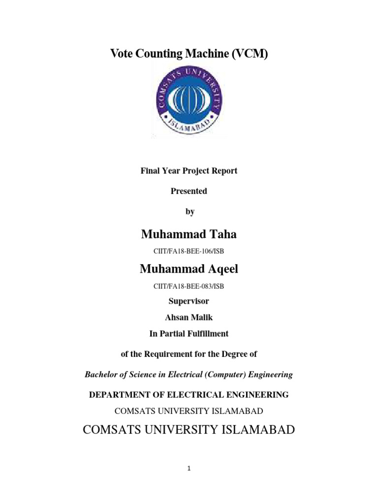 Fyp Report VCM 1 | PDF | Electronic Voting | Voting Machine