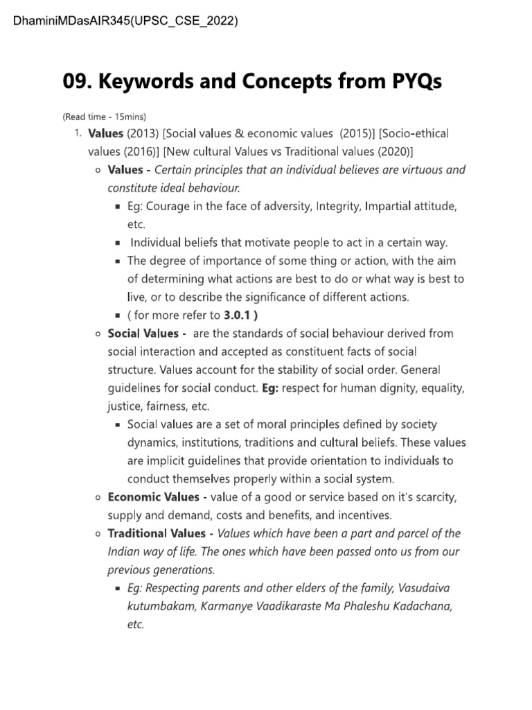 Keywords and Concepts From PYQs. | PDF