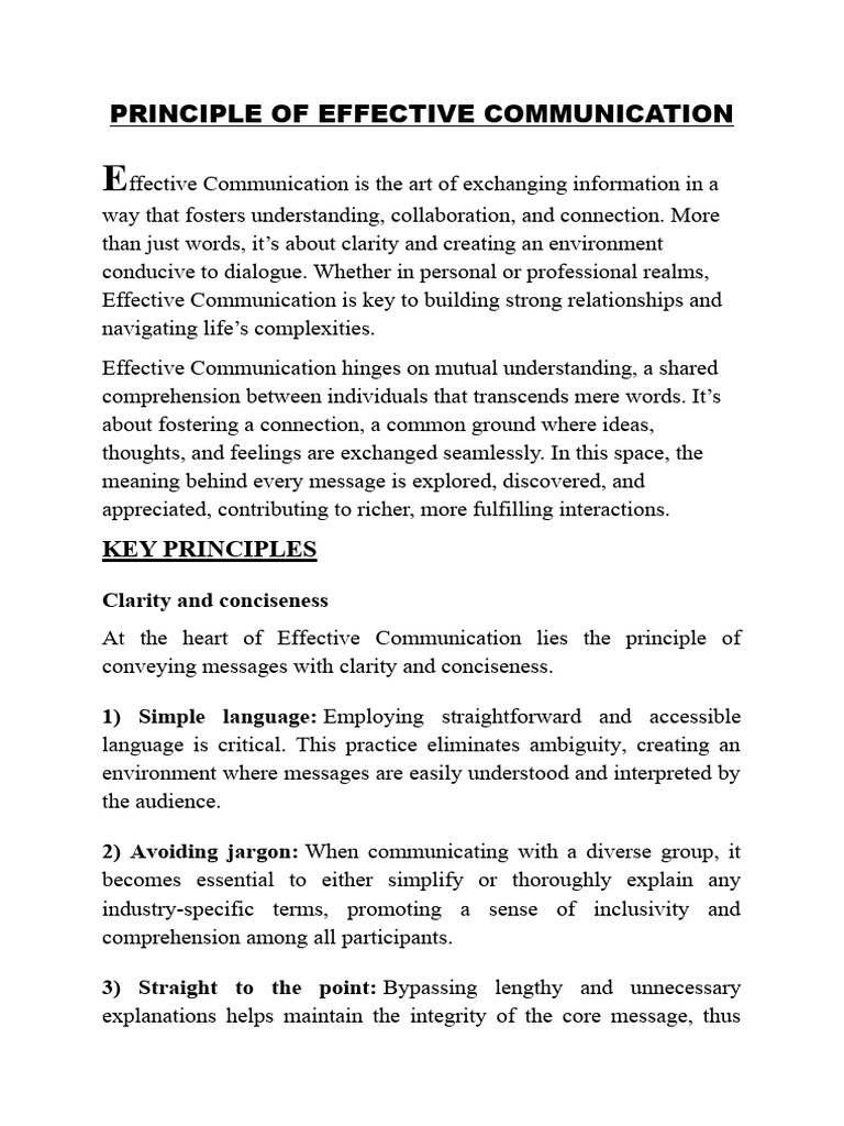 Principle of Effective Communication | PDF | Communication ...