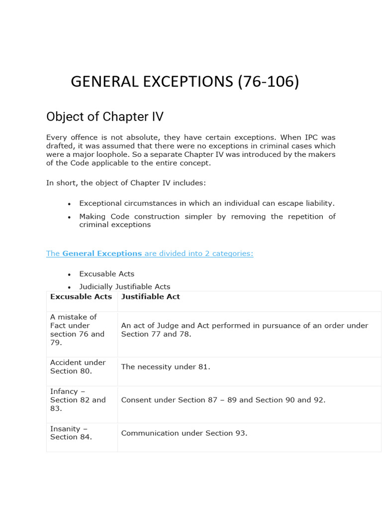 General Exceptions | PDF | Insanity Defense | Assault