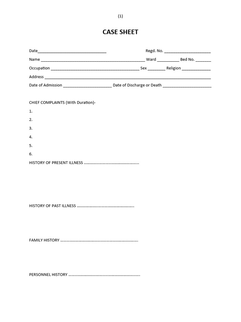 Case Sheet | PDF | Anatomy | Human Anatomy