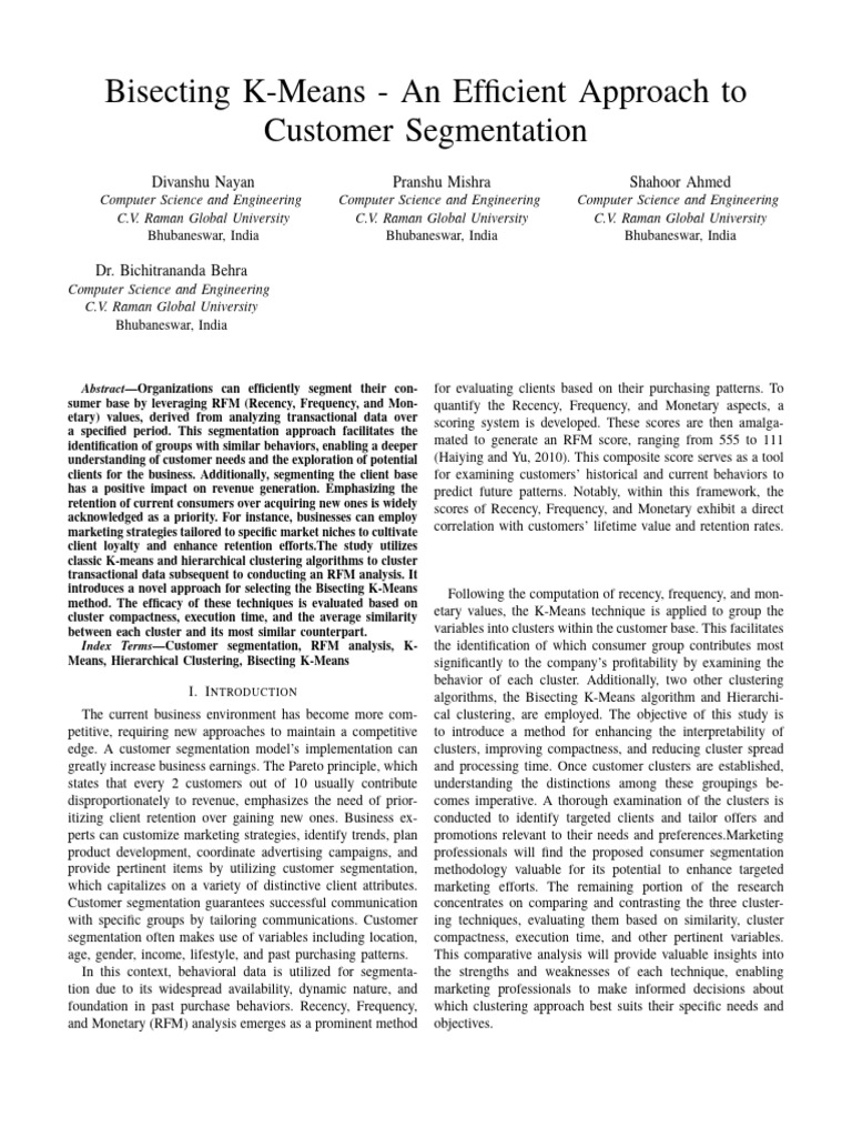 IEEE Conference Template | PDF | Cluster Analysis | Market Segmentation