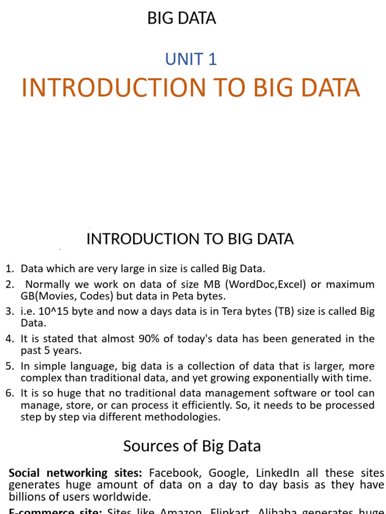 BD Unit 1 | PDF | Analytics | Big Data