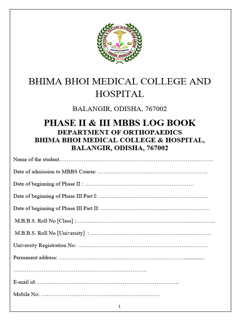 Ortopedics BB MCH, BOLANGIR LOG BOOK NEW | PDF | Musculoskeletal System ...