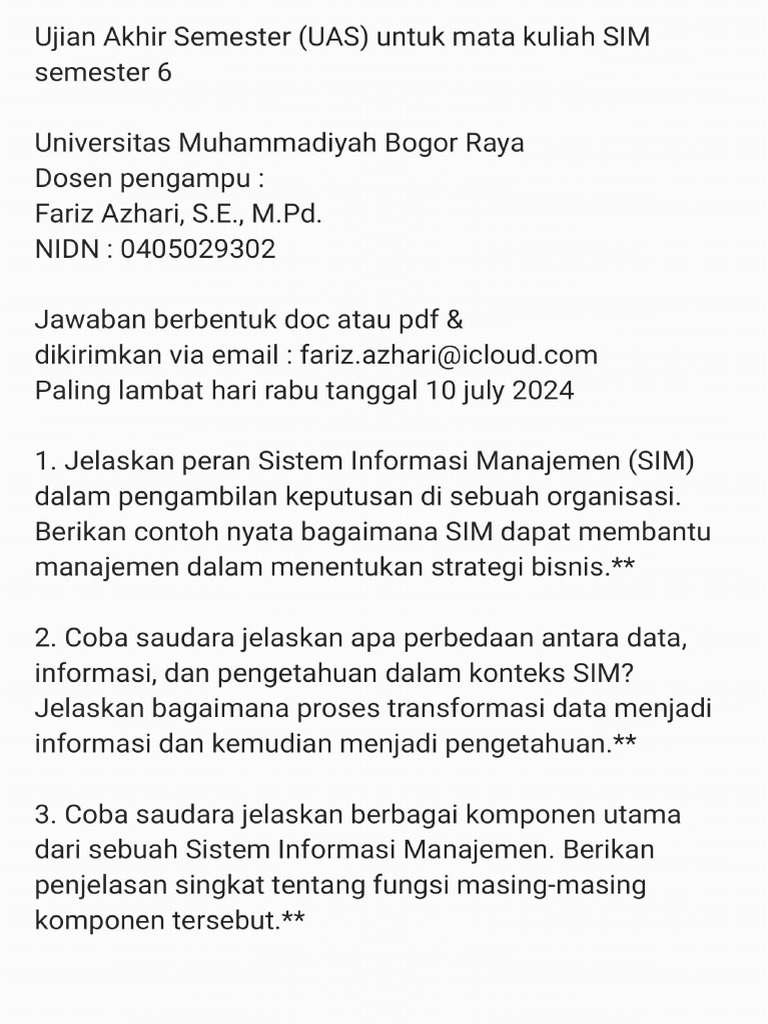 Uas Sim Semester 6 | PDF