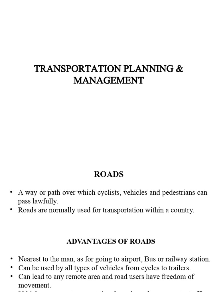 Lecture - 4 - Transport Planning - MGT | PDF | Interchange (Road) | Traffic
