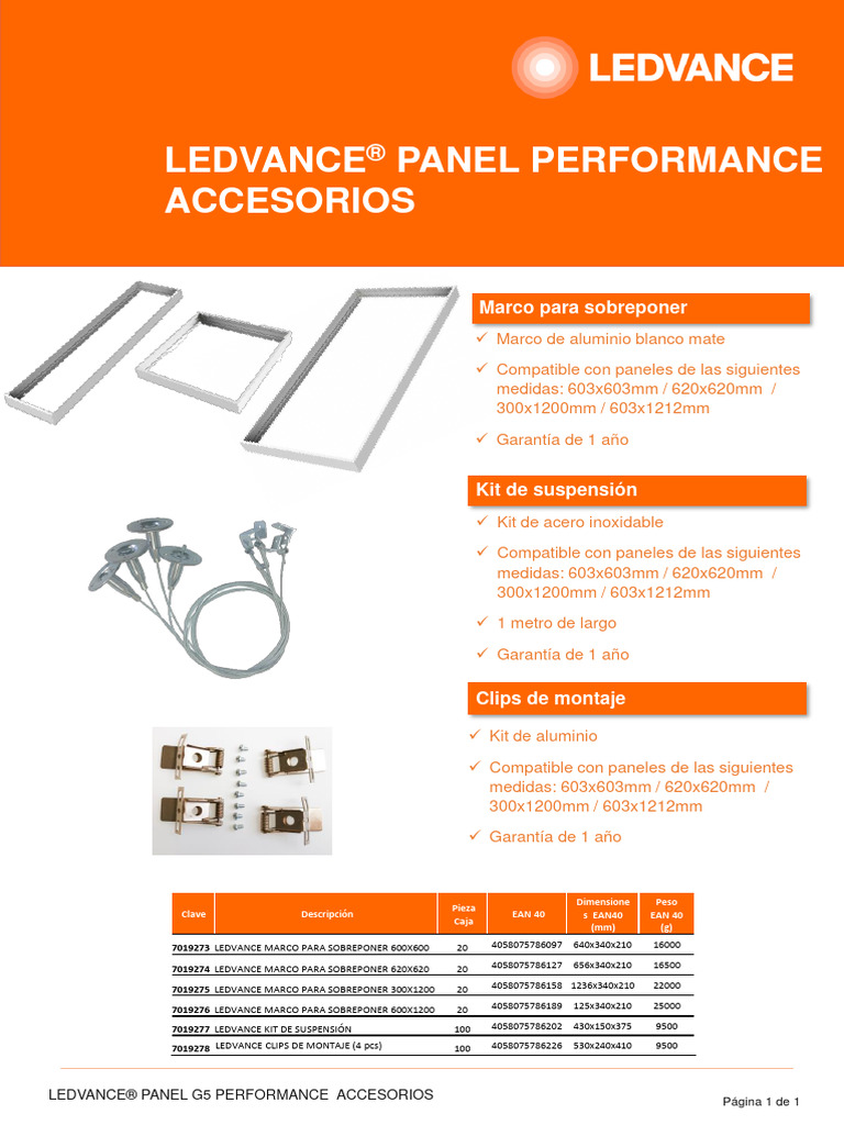 Ledvance® Panel G5 PFM Accesorios | PDF